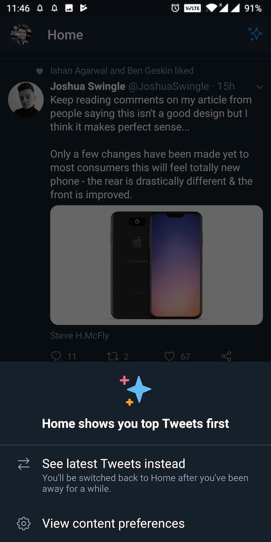 How to Switch between latest and top tweets on Twitter