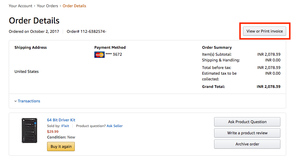 How To Download Print Invoice From Amazon