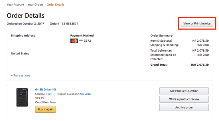 How To Download And Print Invoice From Amazon