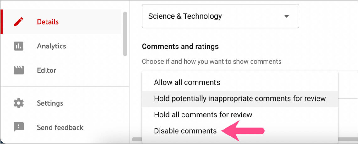 How to Turn On or Off Comments on YouTube Shorts