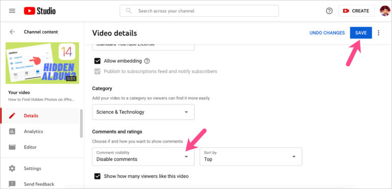 How to Turn On or Off Comments on YouTube Shorts