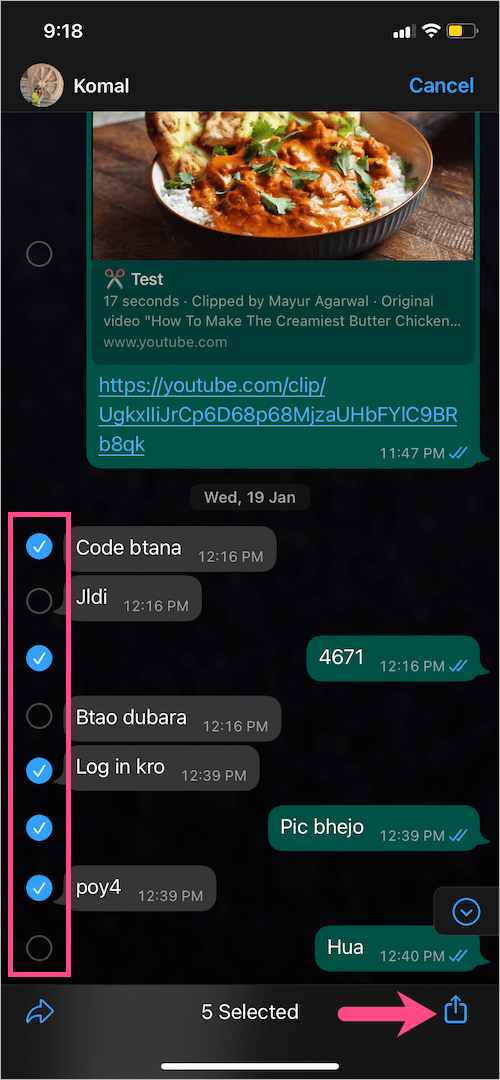 How To Select Multiple Messages And Photos In WhatsApp On IPhone
