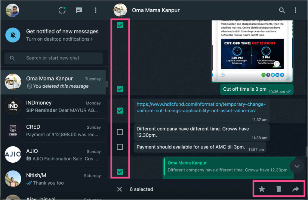 How to Select Multiple Messages and Photos in WhatsApp on iPhone