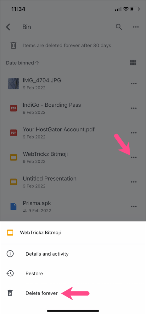 Fix: No Remove or Delete option in the Google Drive App