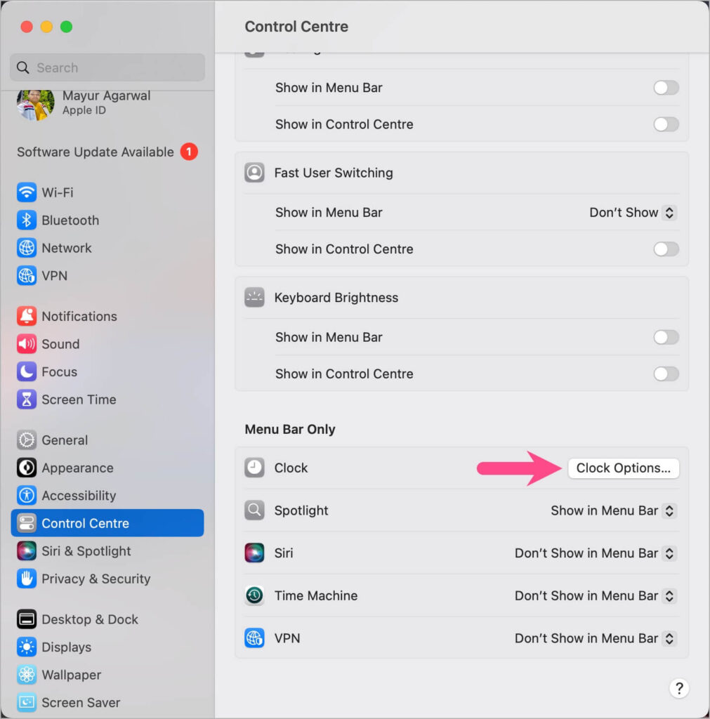 How to Show Seconds in Menu Bar Clock on macOS Ventura