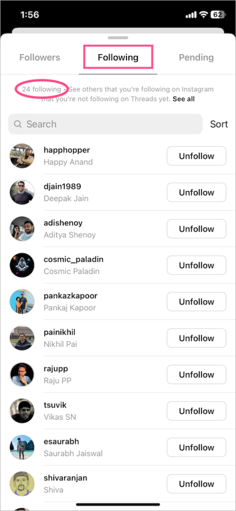 How to See Who You’re Following on Threads