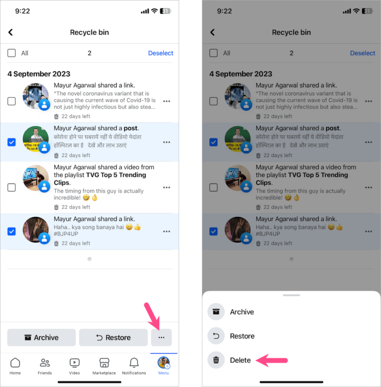How to Find Trash Posts on Facebook App and Desktop