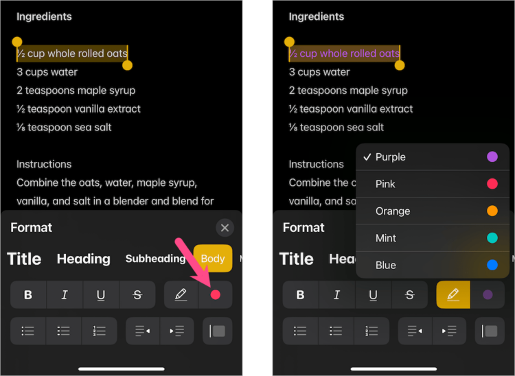 iOS 18: How to Change the Font or Text Color in Notes on iPhone