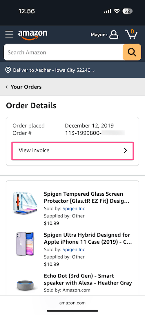 How to Download Amazon Invoice as PDF on iPhone and Android