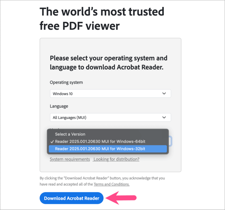 Get Adobe Acrobat Reader Offline Installer (Direct Download Links)
