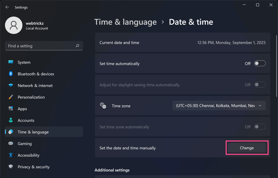 How to Set Time and Time Zone Manually in Windows 11/10