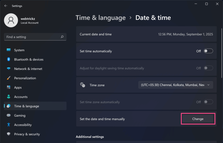 How to Set Time and Time Zone Manually in Windows 11/10