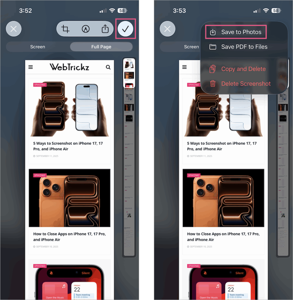 5 Ways to Screenshot on iPhone 17, 17 Pro, and iPhone Air