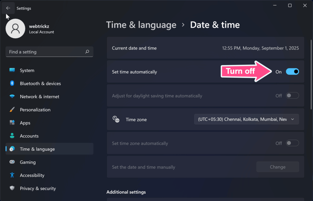 How to Set Time and Time Zone Manually in Windows 11/10