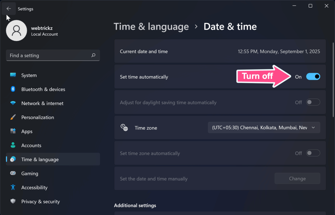 How to Set Time and Time Zone Manually in Windows 11/10