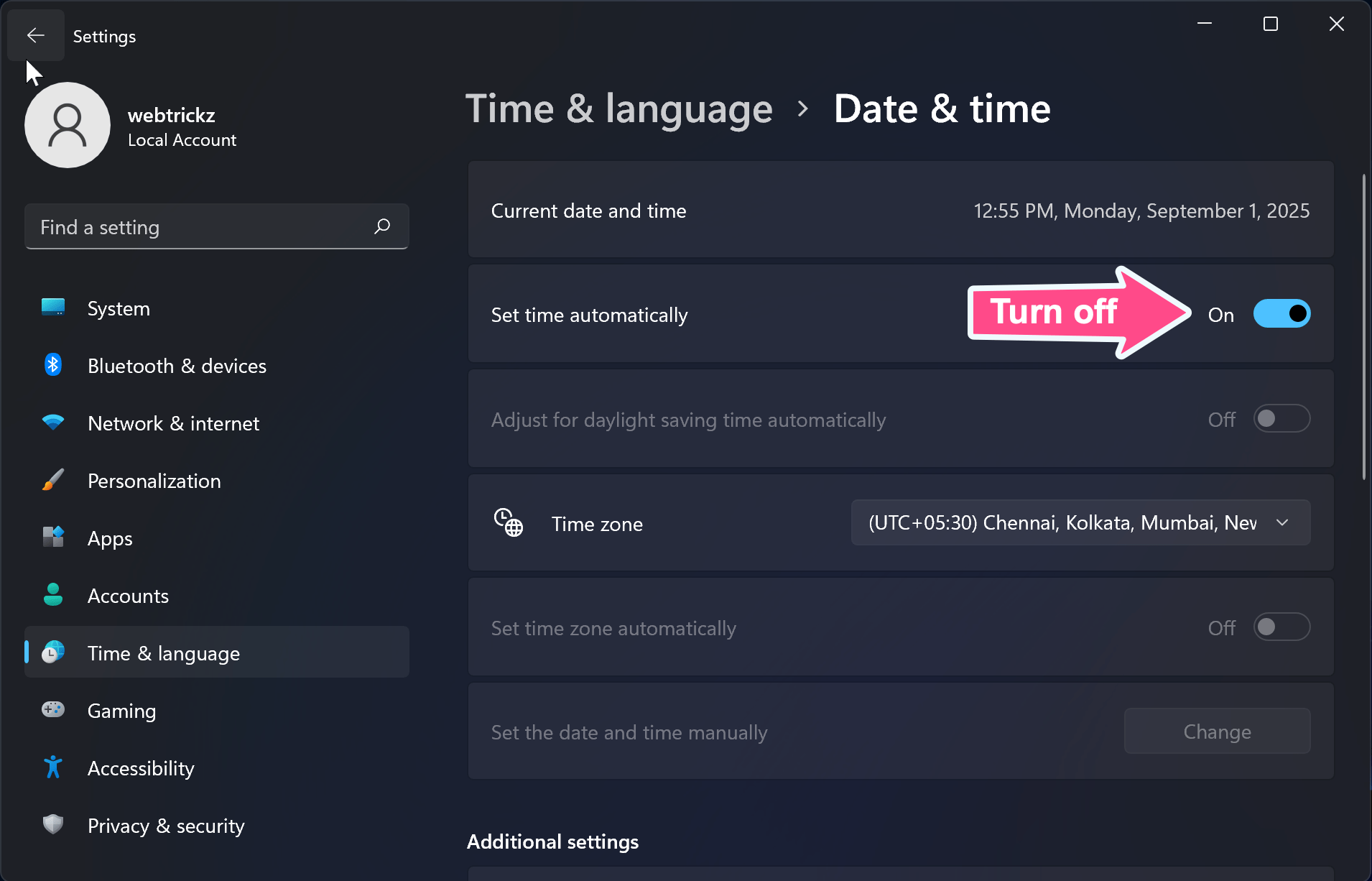 How to Set Time and Time Zone Manually in Windows 11/10