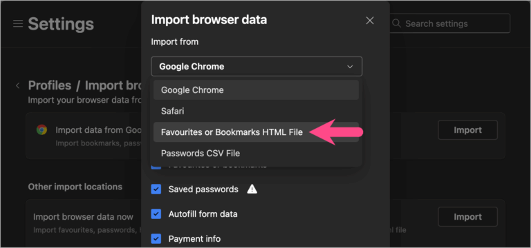How to Export Bookmarks or Favorites from Microsoft Edge